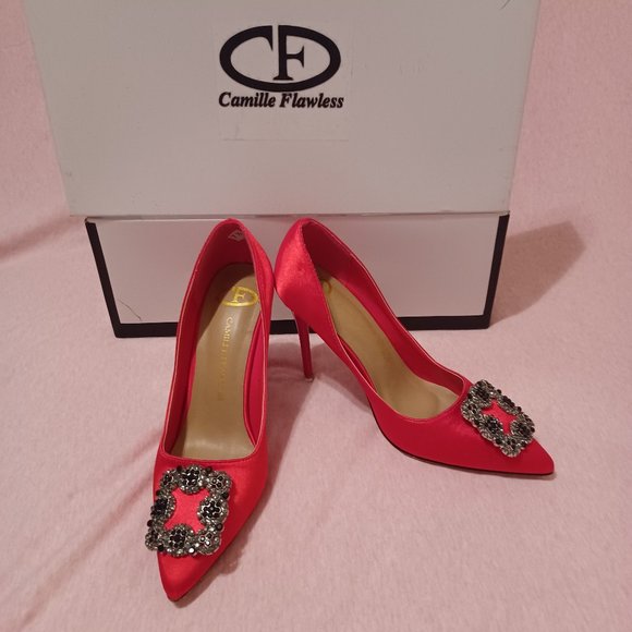 Camille Flawless | Shoes | Camille Flawless Red Satin Heels | Poshmark